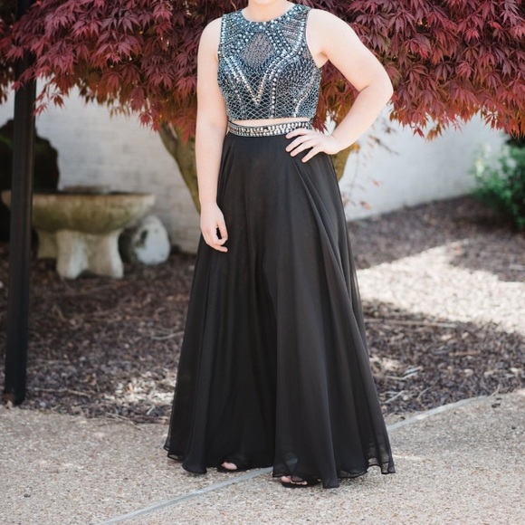 Milano Formals | Dresses | Milano Formals Black Sequin And Beaded 2 ...